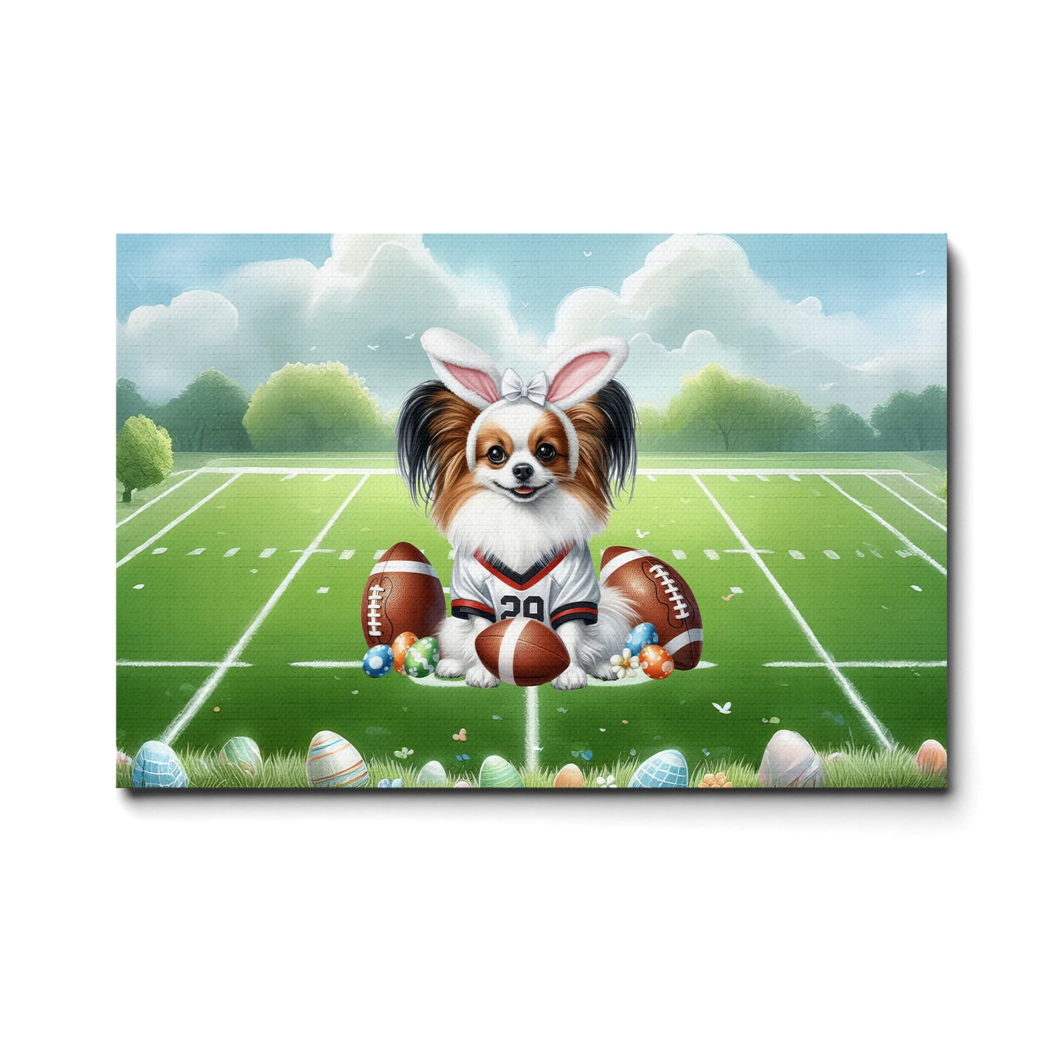 Happy Easter Hello Spring Papillon Playing Football Horizontal Matte ...