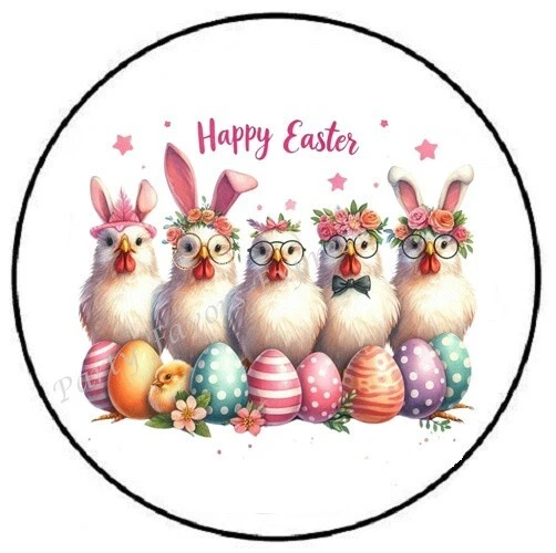 Happy Easter Hens Chickens Stickers Party Favors Phone Decal Water ...