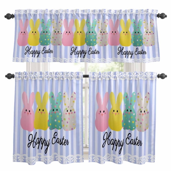 Happy Easter Kitchen Curtains and Valances Set, Spring Pink Yellow ...