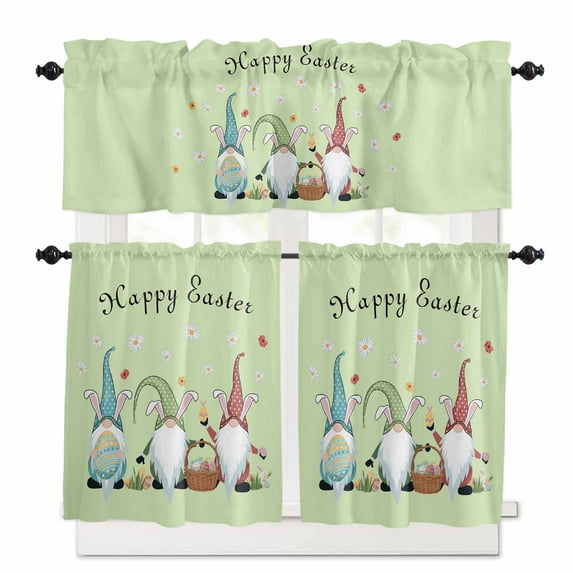 Happy Easter Kitchen Curtains Valances and Tiers Set of 3 Cute Bunny ...