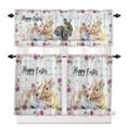 Happy Easter Kitchen Curtains Valances and Tiers Set of 3 Pink Daisy ...