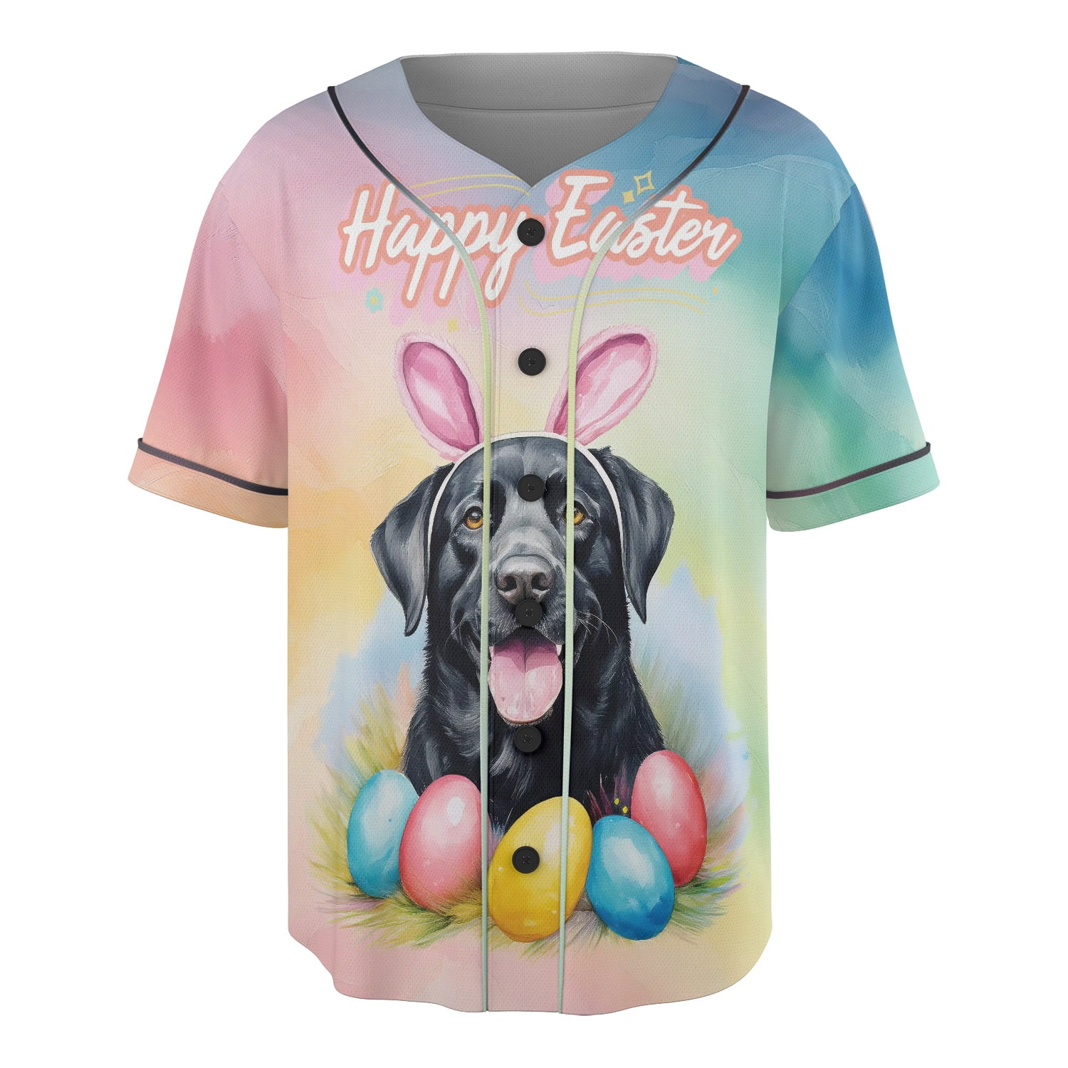 Happy Easter Labrador Retriever with Bunny Ear Headband and Flowers All ...