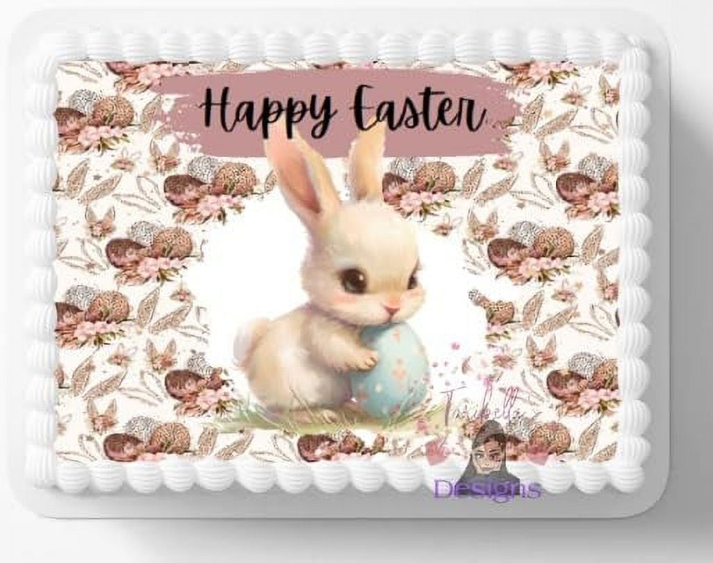 Happy Easter Leopard Bunny Easter Rabbit Edible Image Edible Birthday ...