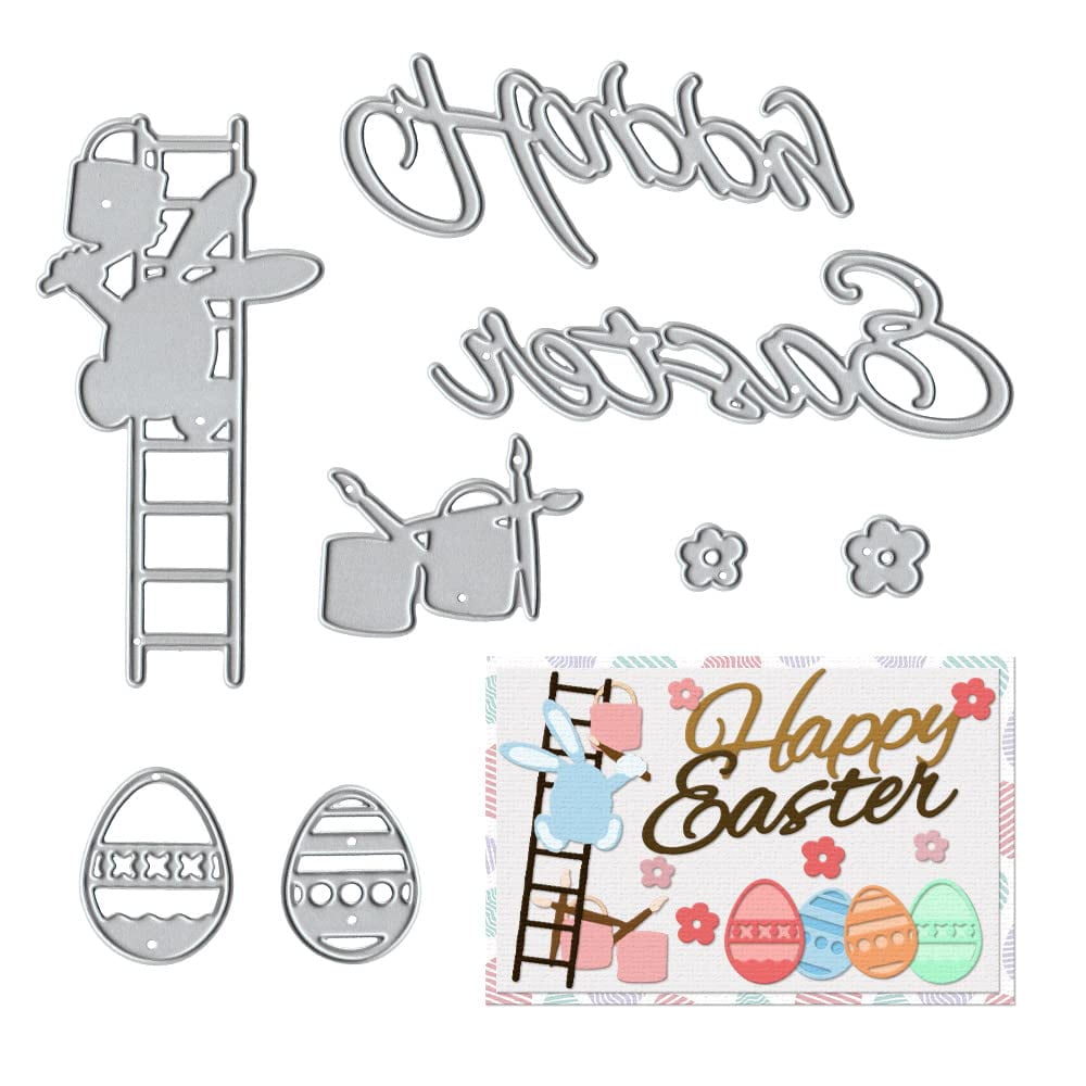 Happy Easter Metal Cutting Dies, Spring Flower Dies Easter Words Eggs ...