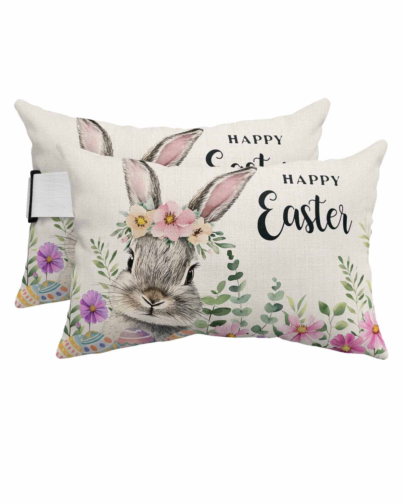 Happy Easter Outdoor Head Resting Pillows with Insert Cute Spring Bunny ...