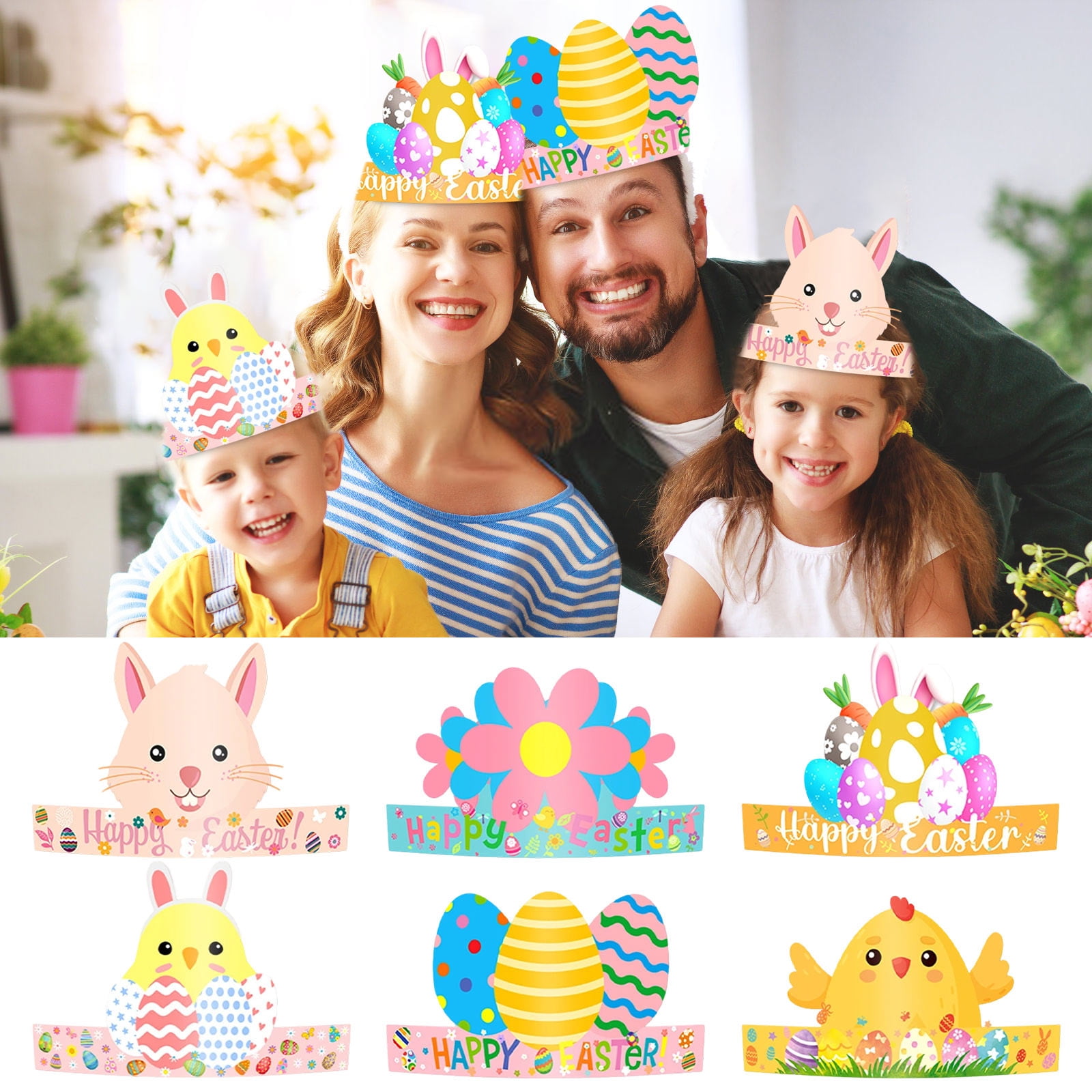Happy Easter Paper Hat Easter Theme Party Signs Paper Cutouts Party ...