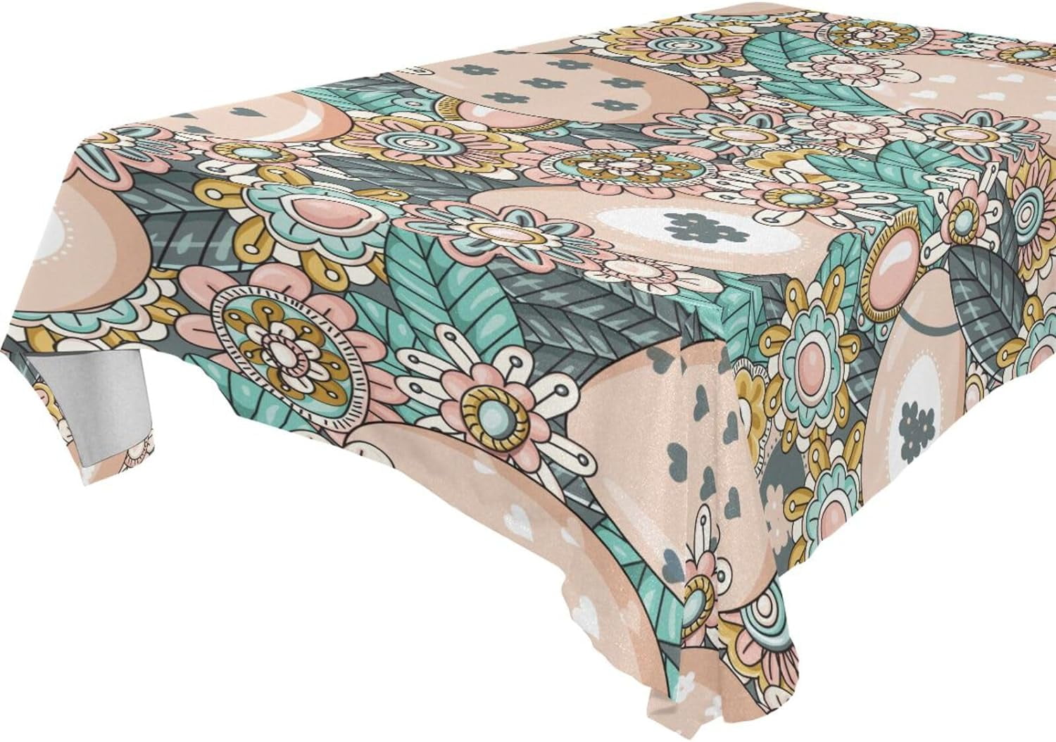 Happy Easter Pattern Fabric Square Tablecloth - Waterproof and Wrinkle ...