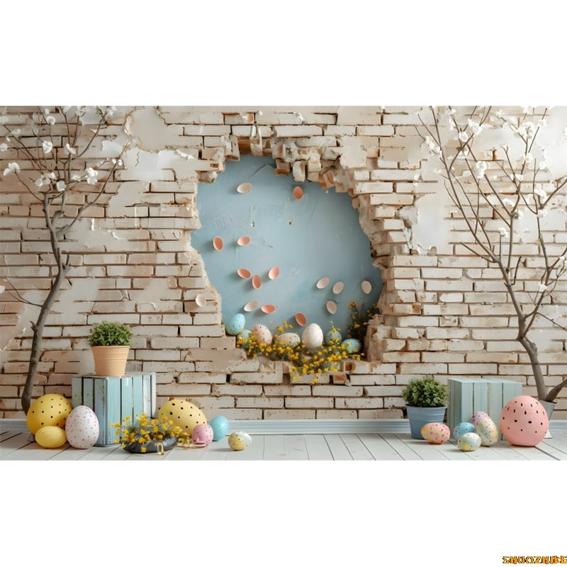 Happy Easter Photography Backdrop White Wood Board Wall Bunny Rabbit ...