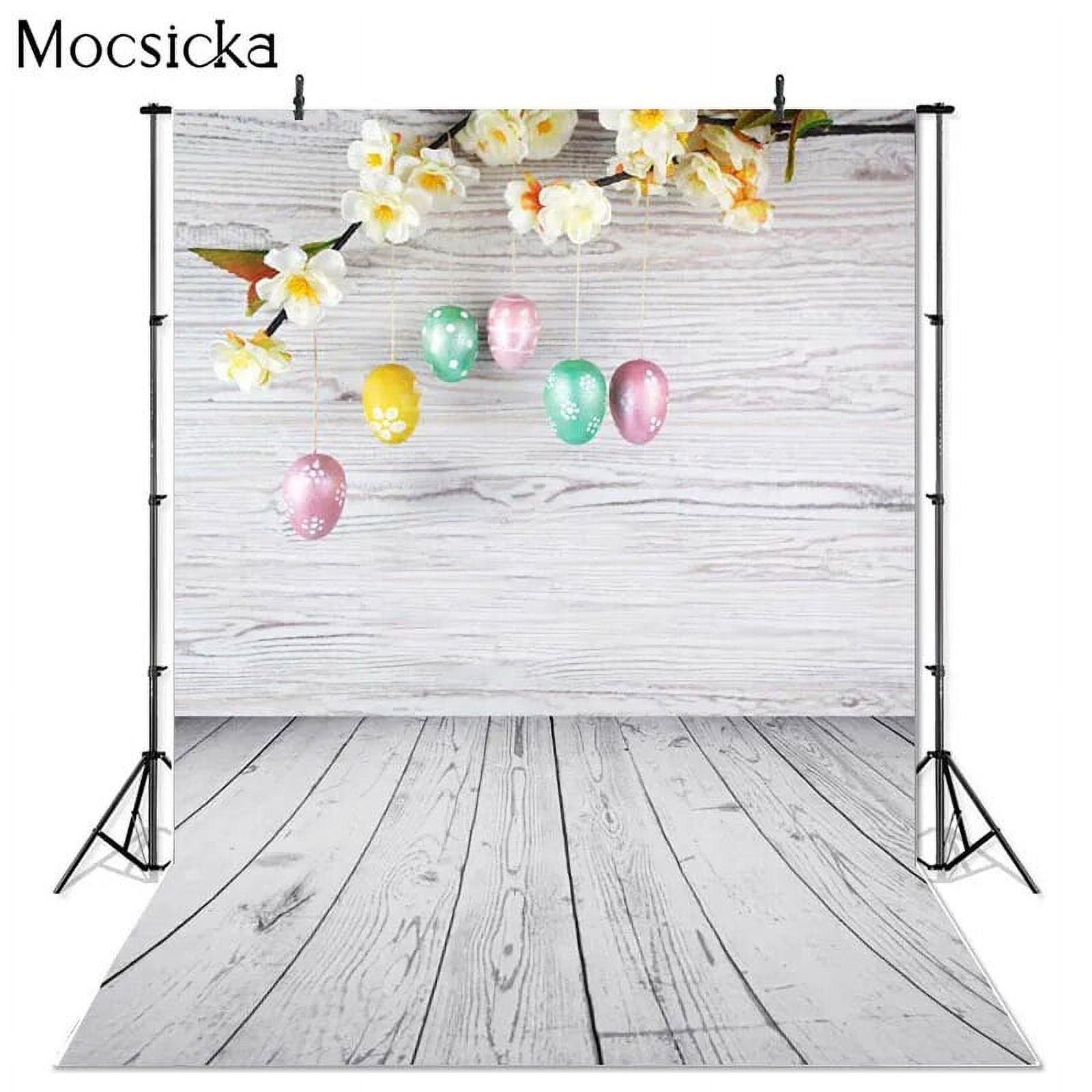 Happy Easter Photography Background Eggs Small Daisies Wooden Board ...