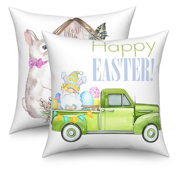 Happy Easter Pillow Covers 16x16 Set of 2 Double-Sided Spring Farmhouse ...