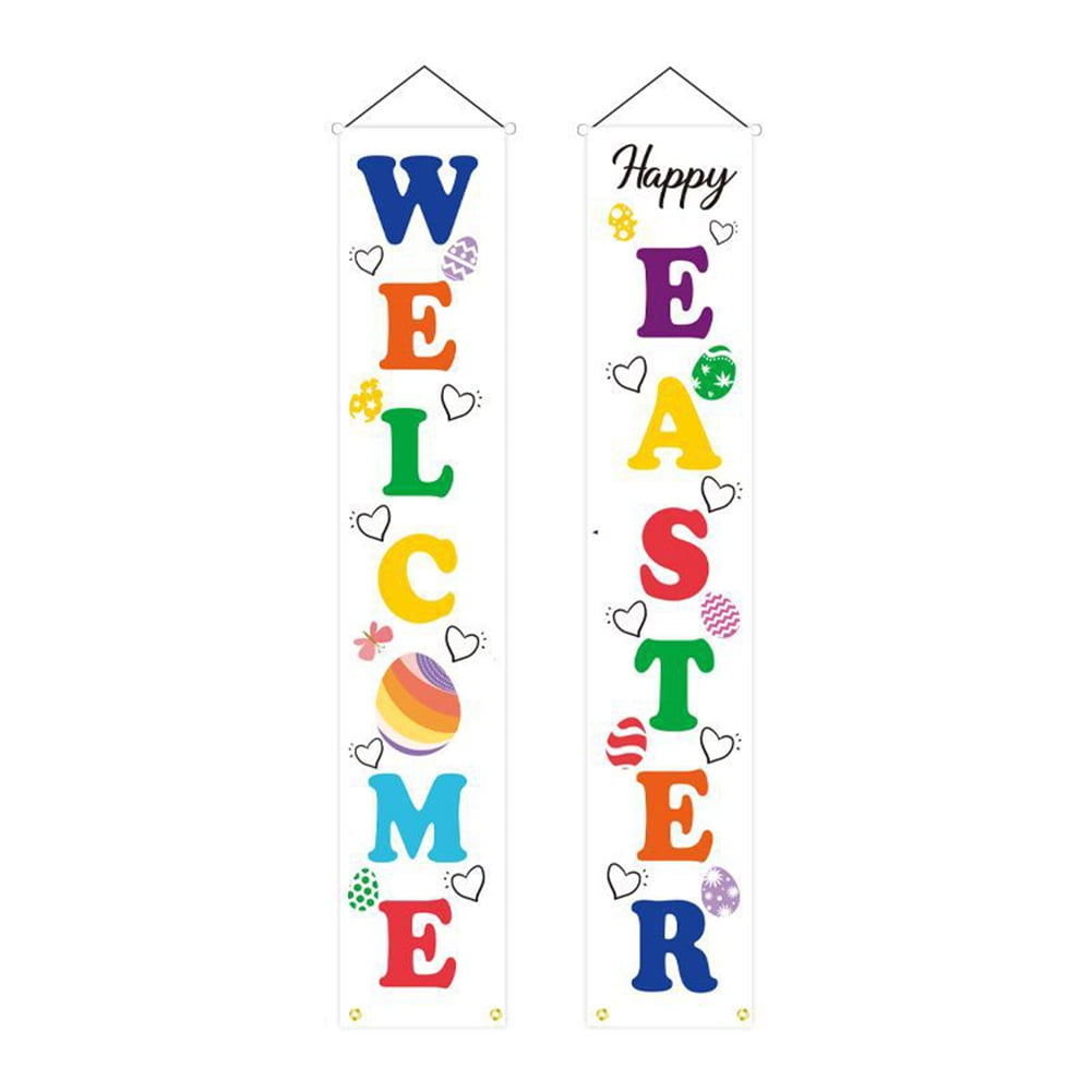 Happy Easter Porch Sign, Easter Decoration Spring Theme Hanging Banner ...