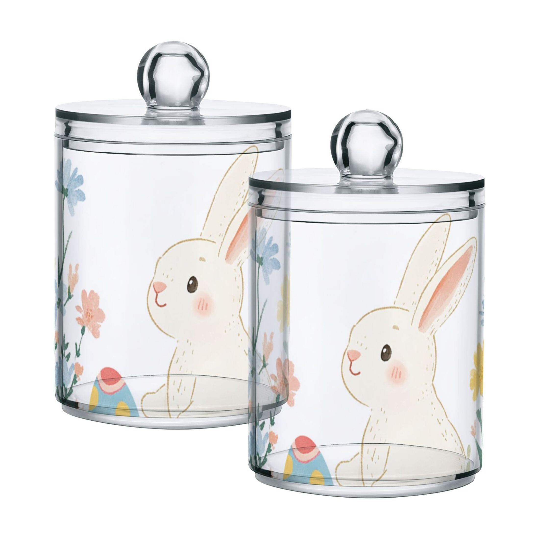 Happy Easter Rabbit Flowers Hand Painted Translucent Plastic Cans ...