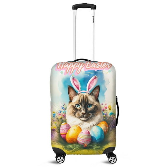 Happy Easter Ragdoll with Bunny Ear Headband and Flowers Travel Luggage ...