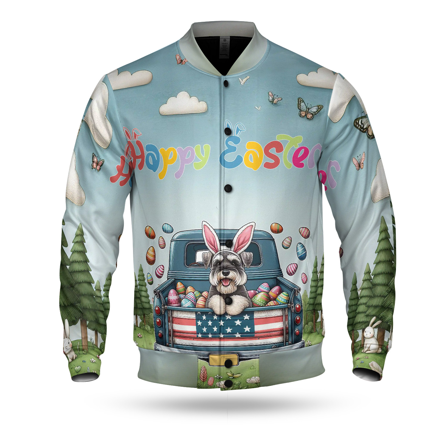 Happy Easter Schnauzer American Flag Truck Bunny Ears All Over Print 3D ...