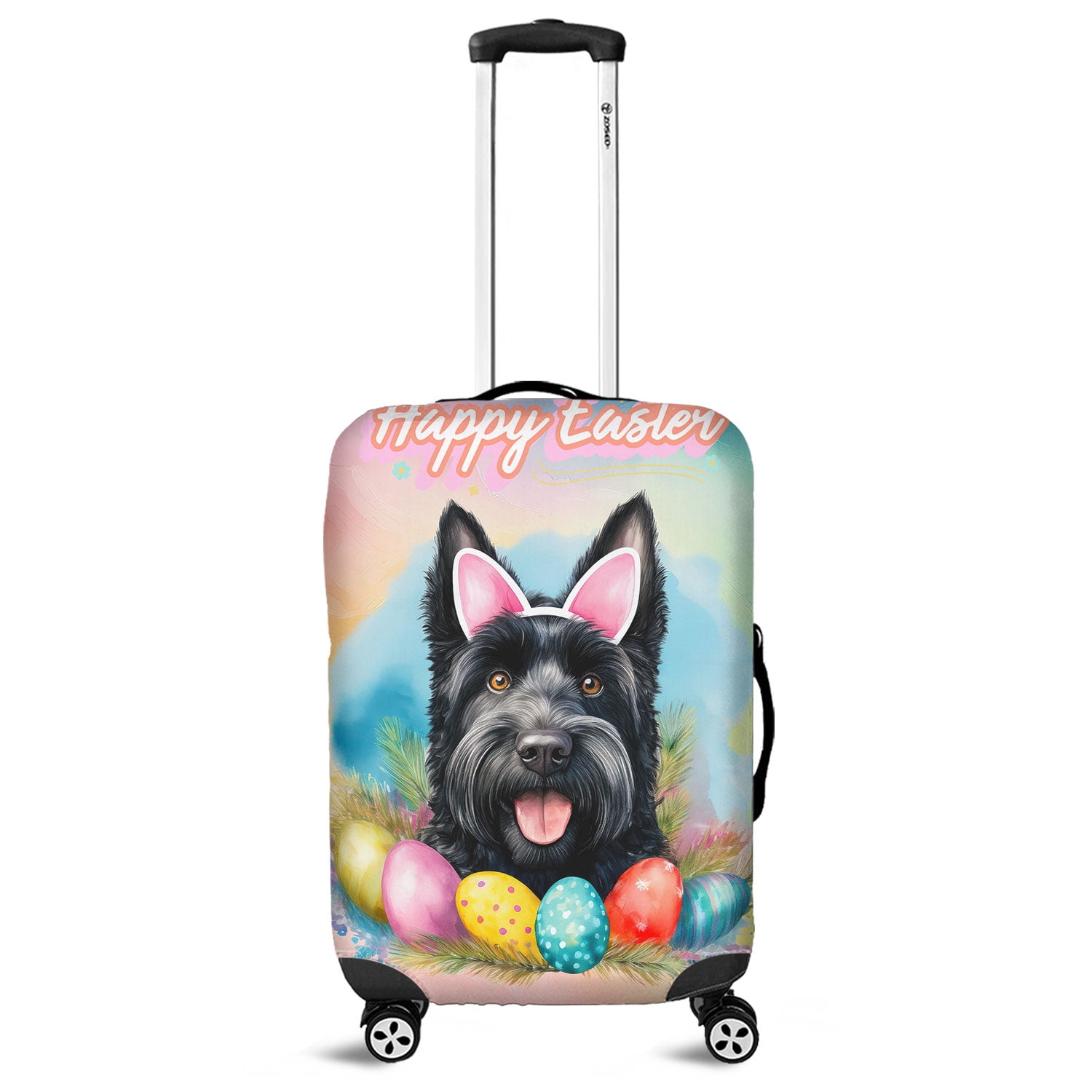 Happy Easter Scottish Terrier with Bunny Ear Headband and Flowers ...