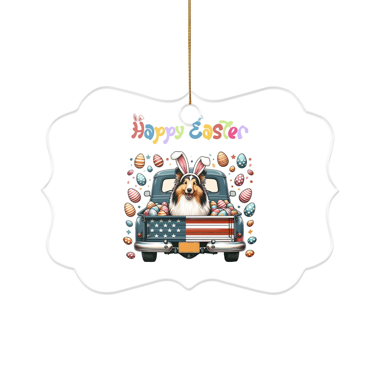 Happy Easter Shetland Sheepdog American Flag Truck Acrylic Benelux ...