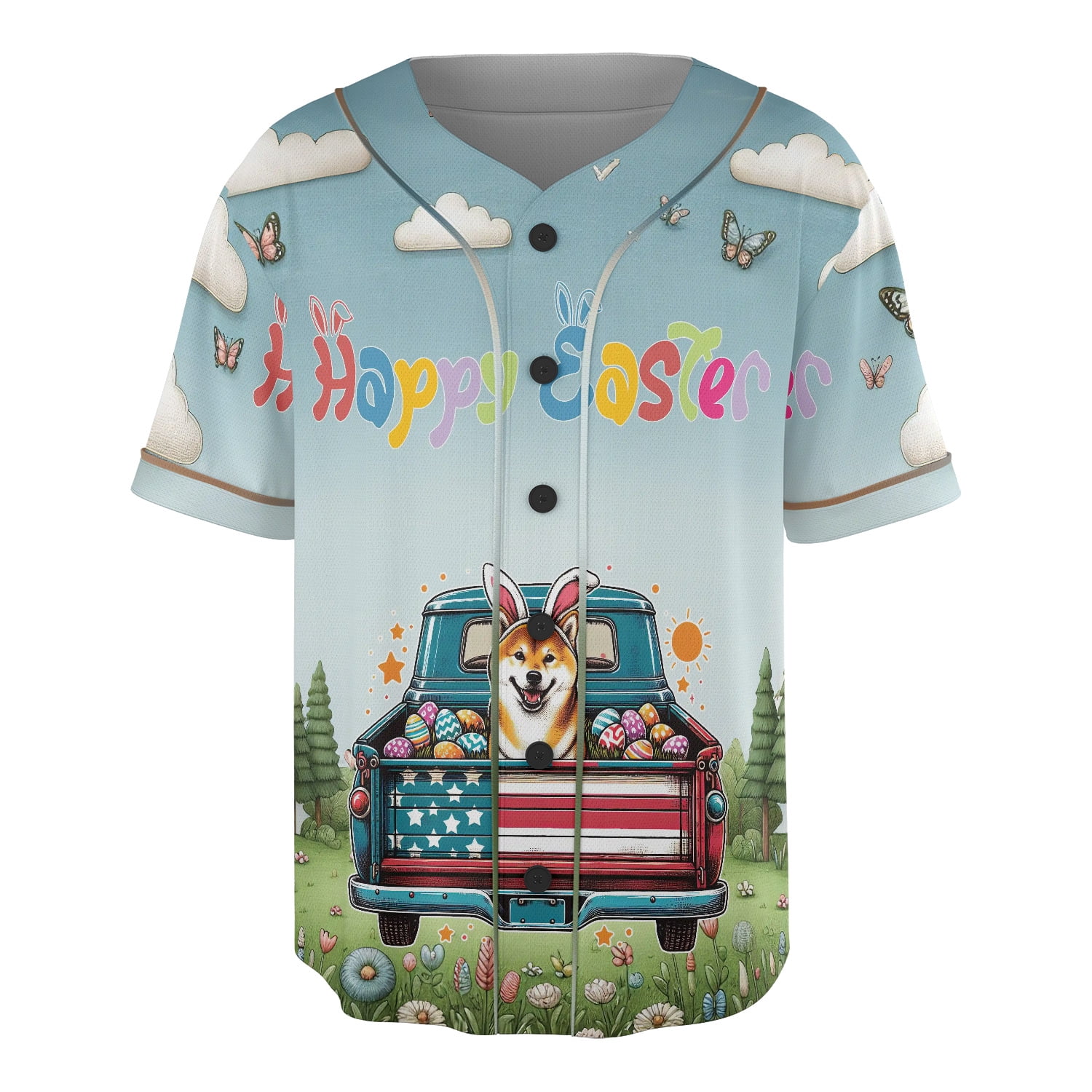 Happy Easter Shiba Inu American Flag Truck Bunny Ears All Over Print 3D ...