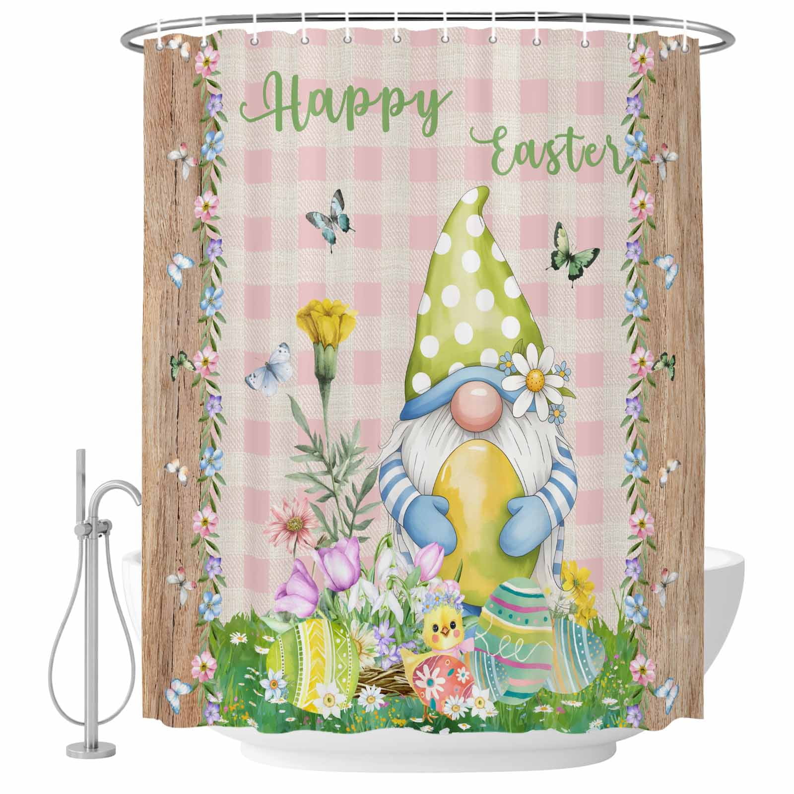 Happy Easter Shower Curtain, Waterproof Shower Curtains for Bathroom ...