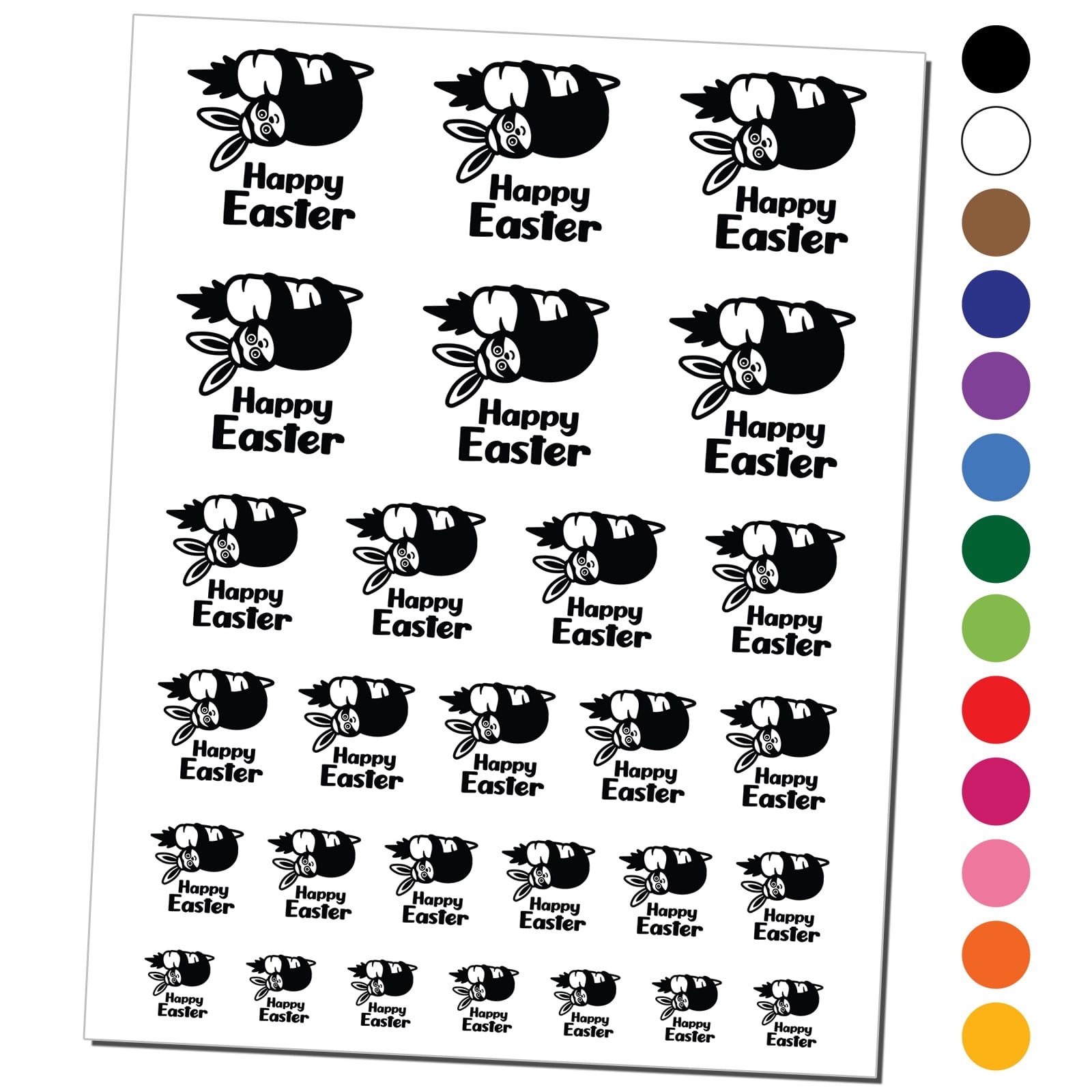 Happy Easter Sloth Hanging from Carrot Water Resistant Temporary Tattoo ...