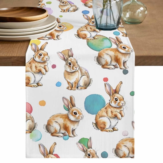 Happy Easter Table Runner 36 Inches, Funny Cute Rabbit Bunny Colorful ...