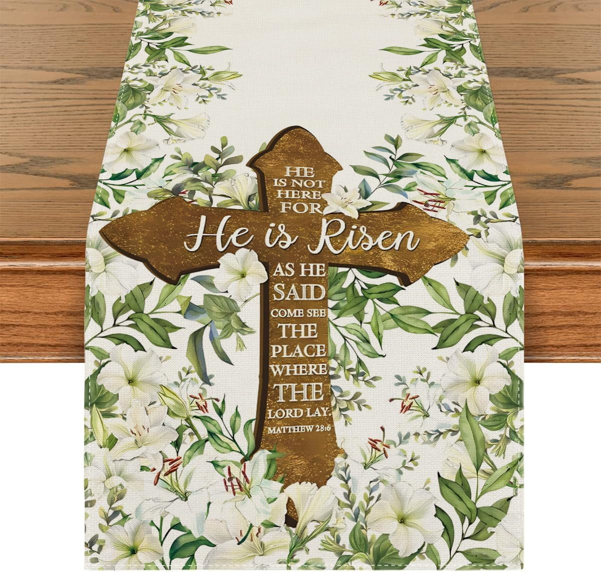 Happy Easter Table Runner - He is Risen Watercolor Religious Jesus ...