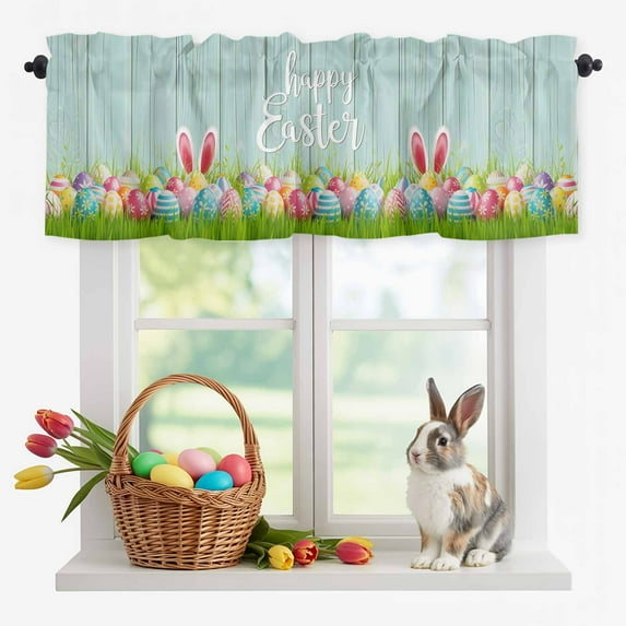 Happy Easter Valances for Windows, Cartoon Rabbit Ears Colorful Easter ...