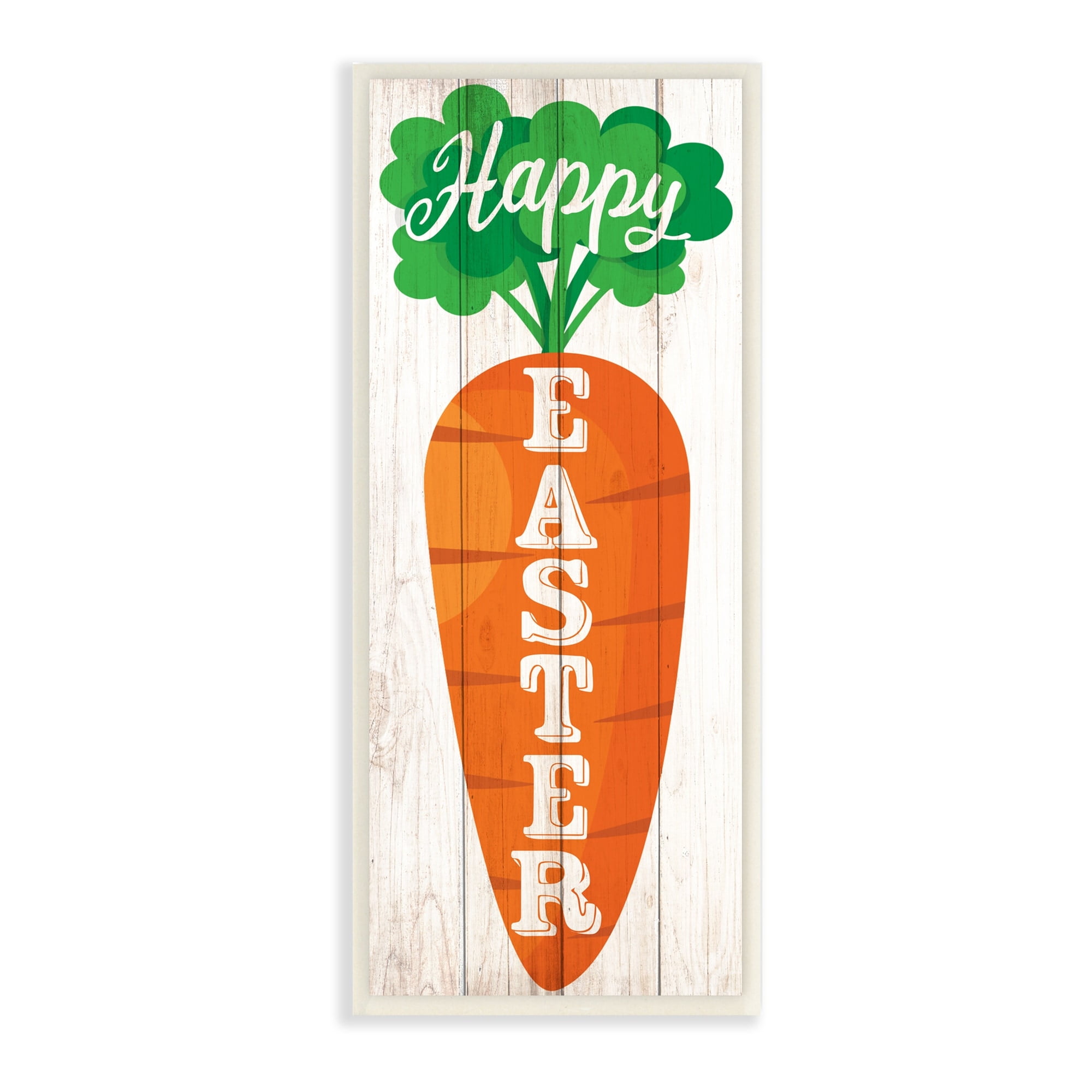 Stupell Industries Happy Easter Vertical Rustic Carrot Sign ...