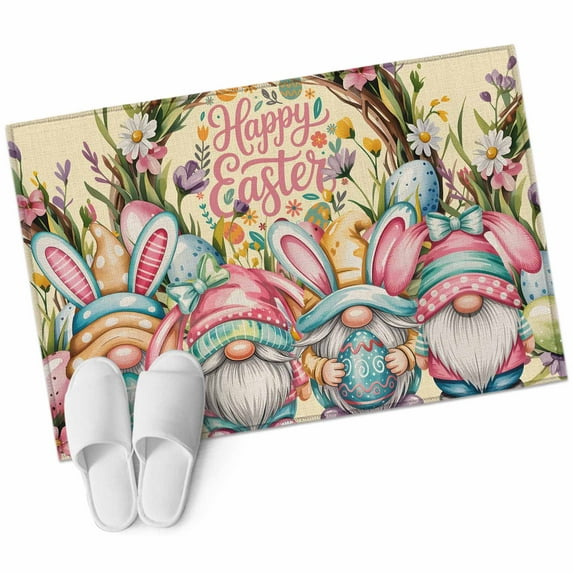 Happy Easter Washable Area Rug 2 x 3 ft Easter Rabbit Ears Gnomes Eggs ...