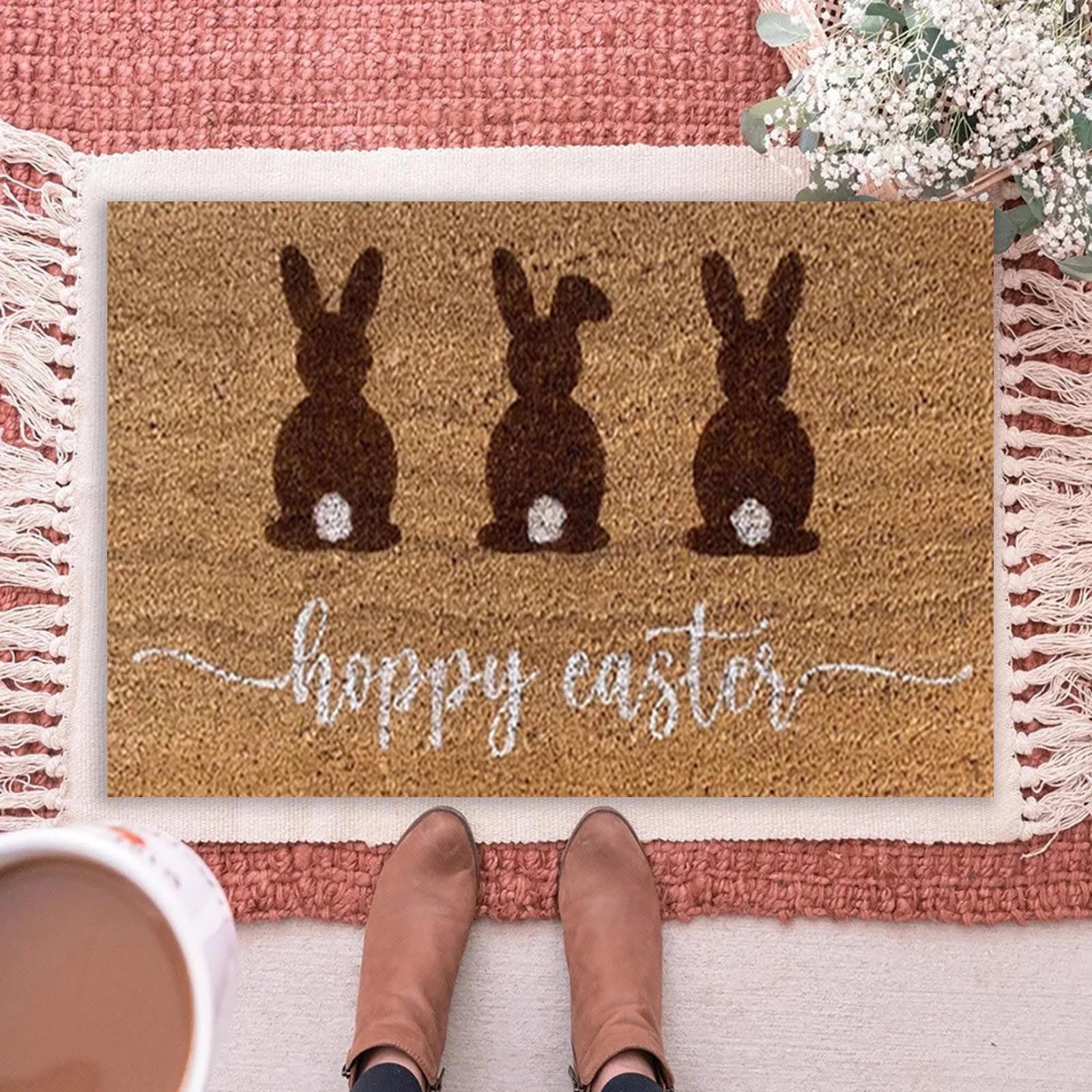 Happy Easter Welcome Mat Coir front door mat indoor entrance Cleans ...