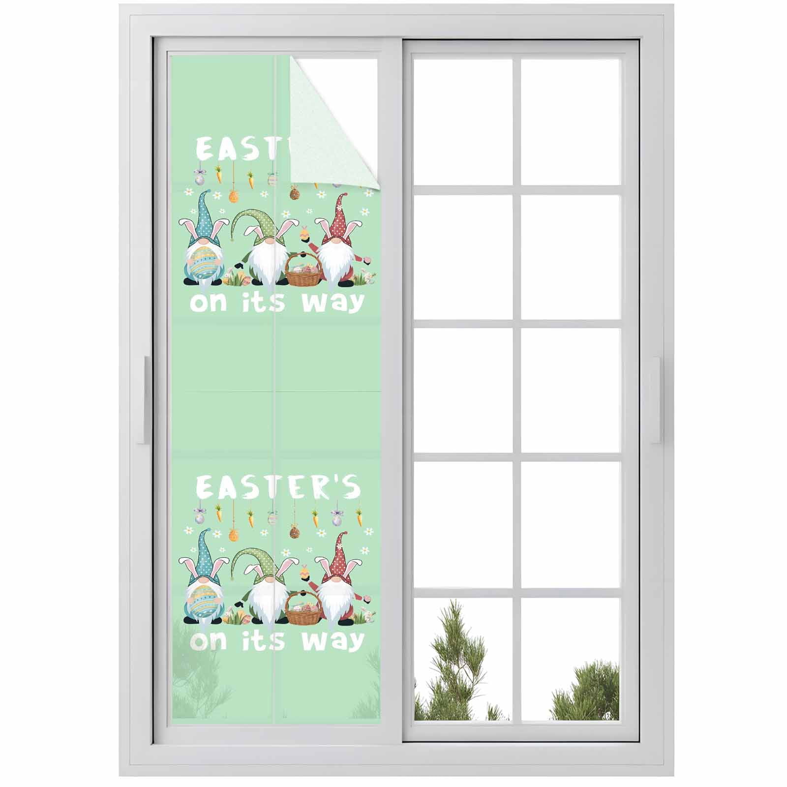 Happy Easter Window Privacy Film, Simple Colorful Gnomes Easter Egg ...
