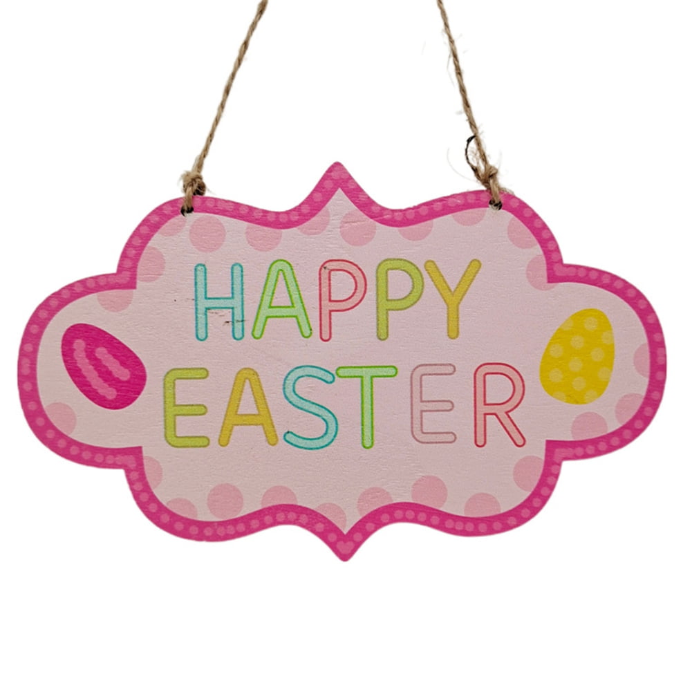Happy Easter Wooden Hanging Sign Colorful Bunny Rabbit Welcome Sign ...