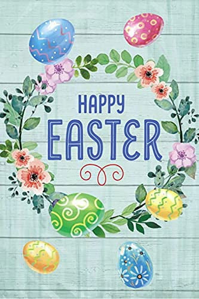 Happy Easter Wreath Garden Flag – 12” x 18”, Double Sided, House Flag ...