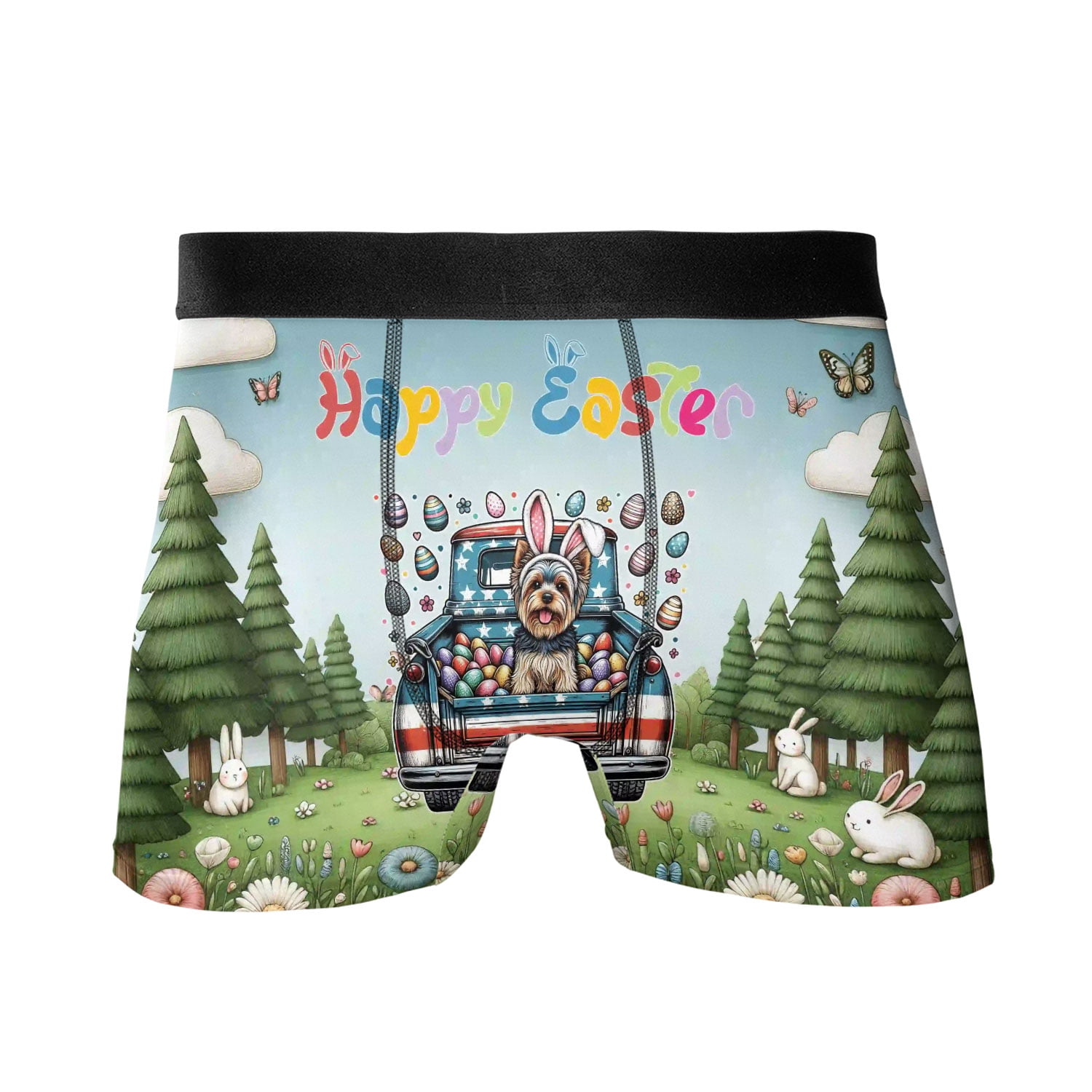 Happy Easter Yorkshire Terrier American Flag Truck Bunny Ears All Over ...