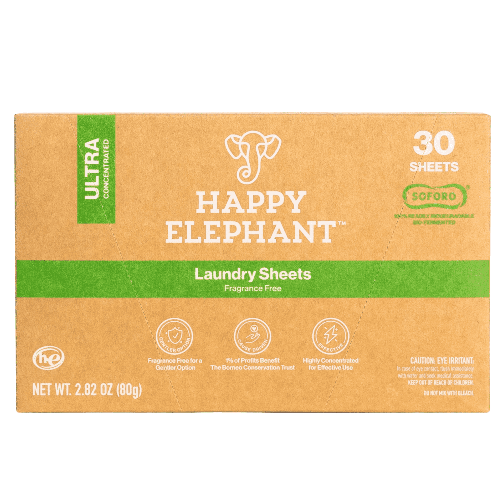 Happy Elephant Laundry Detergent Sheets - Fragrance Free - 30 count ...