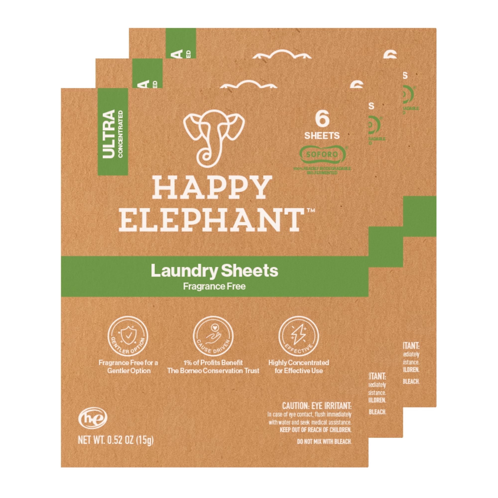 Happy Elephant Laundry Detergent Sheets - Fragrance Free - 6 Count ...