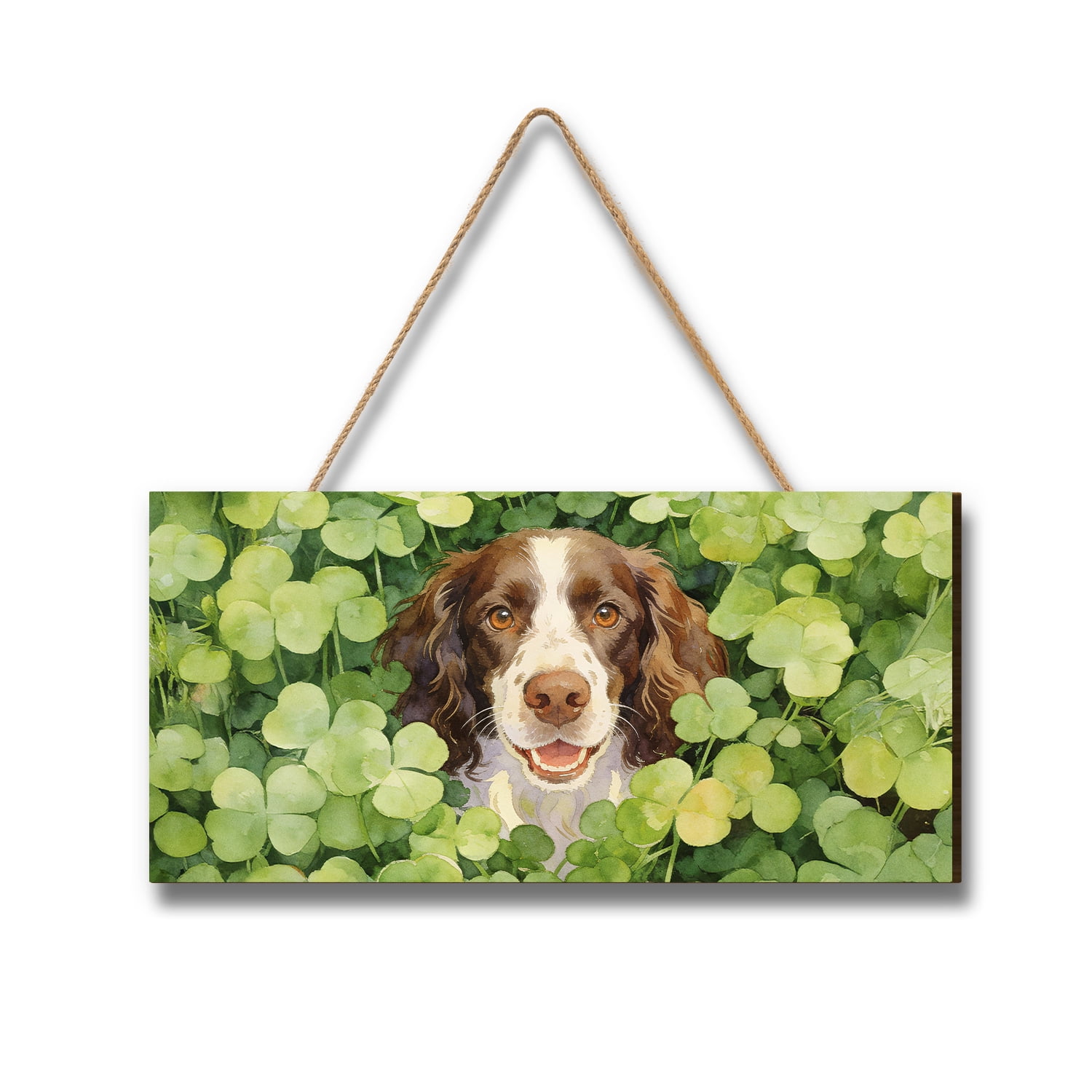 Happy English Springer Spaniel Welcome St Patrick's Day Lucky Shamrocks ...