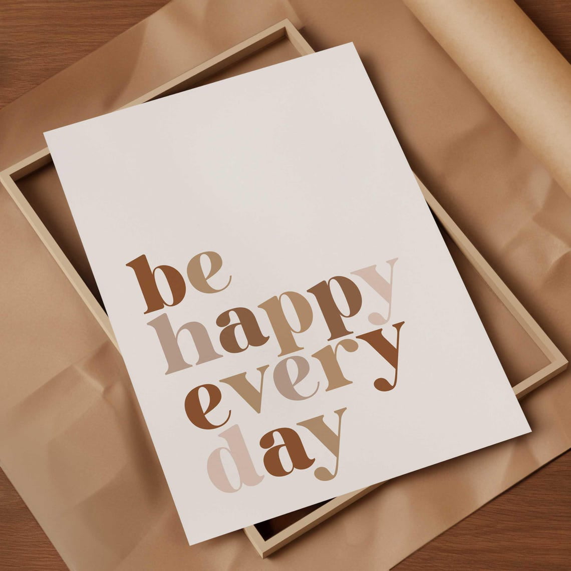 Be Happy Every Day Typography Print, Modern Neutral Nursery Wall Art ...
