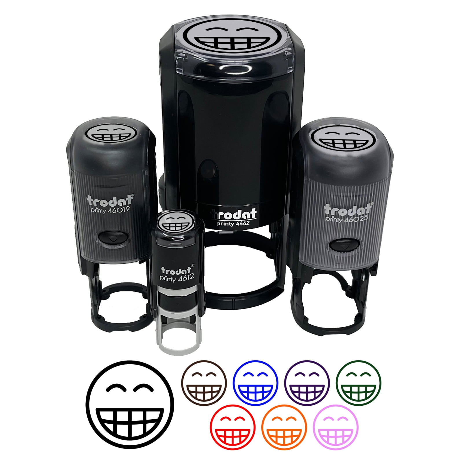 Happy Face Big Smile Teeth Grin Emoticon Self-Inking Rubber Stamp Ink ...