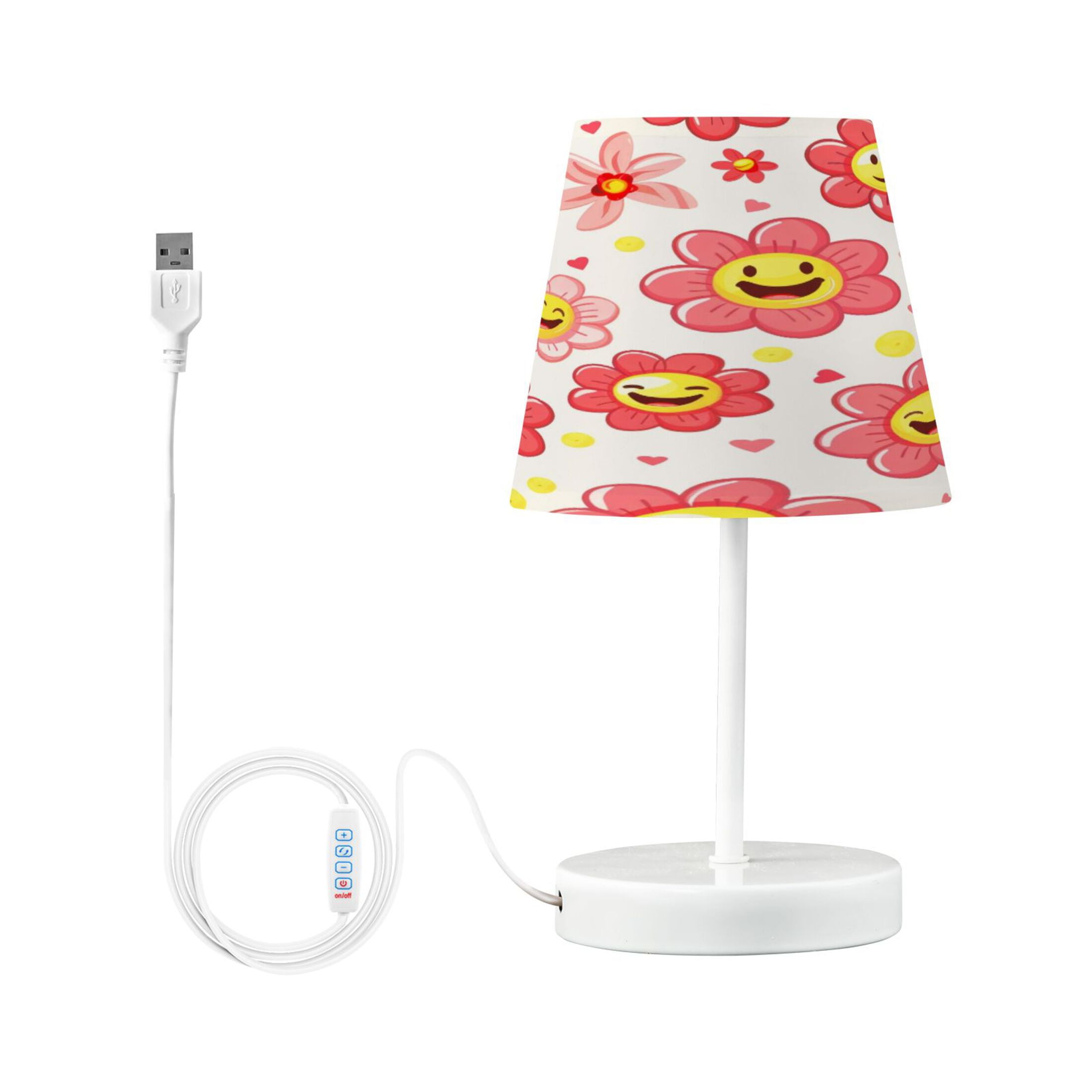 Happy Face Flowers Desk Lamp LED Table Nightstand Lamps with 3 Color ...