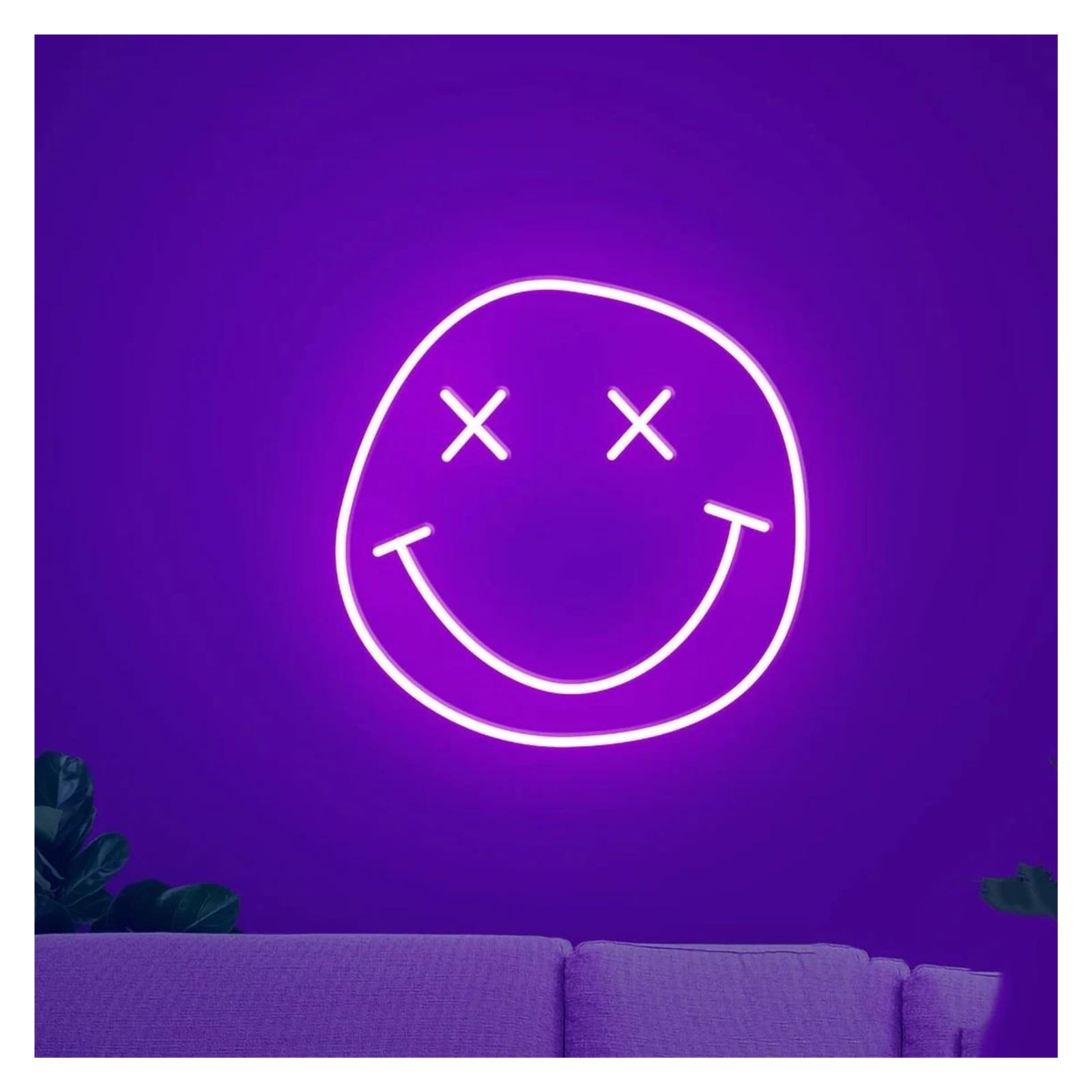 Happy Face Neon Sign USB Powered Adjustable Brightness Cute Face Neon ...