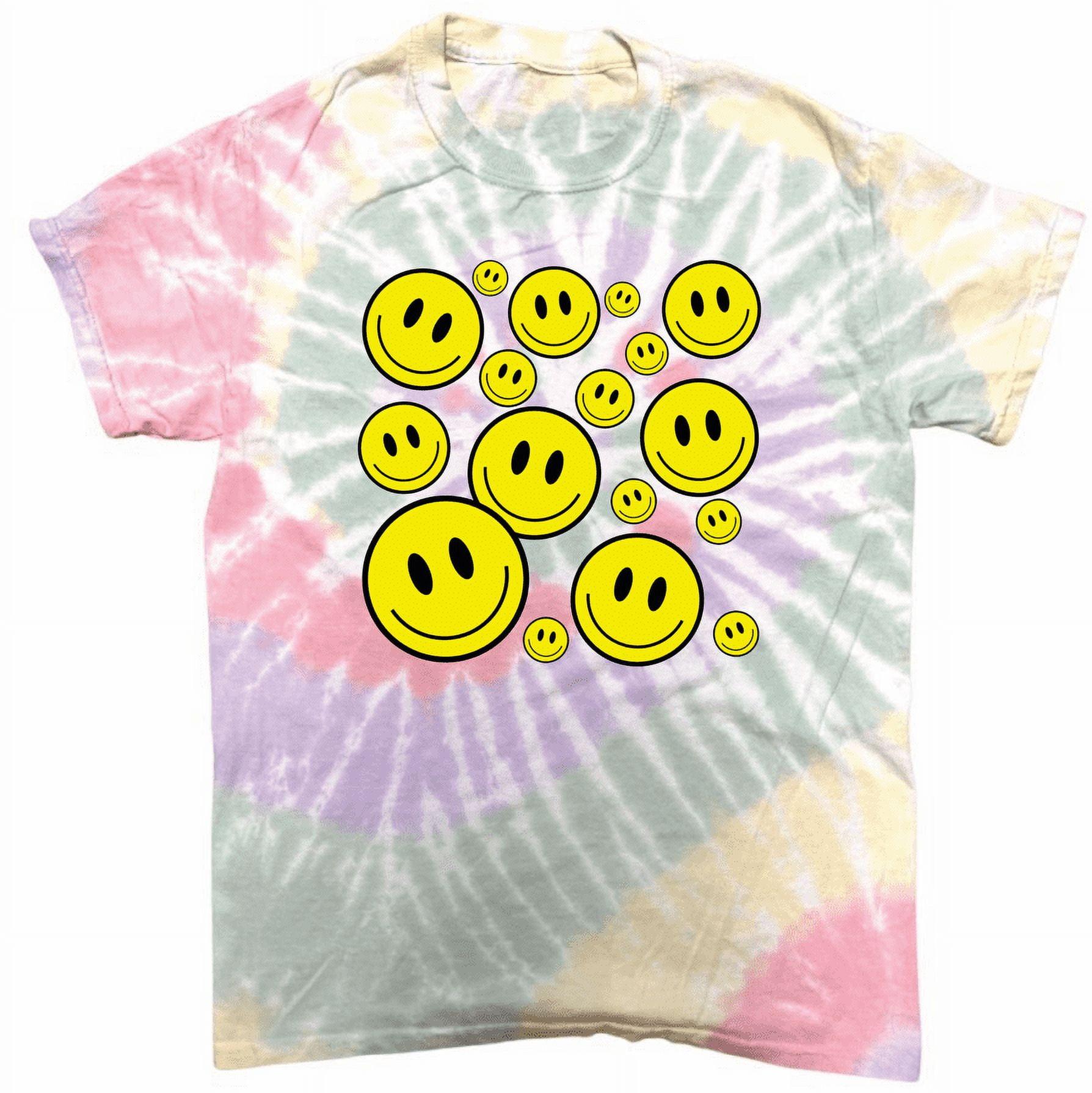 Happy Face Tee Smiley Face Positive Vibes Tie Dye Tee - Walmart.com