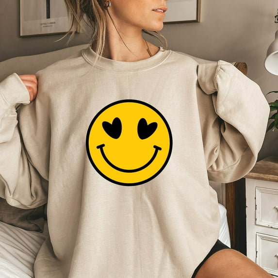 Happy Faces Sweatshirts, Cute Smiley Face Sweater, Smiling Emoji Tee ...
