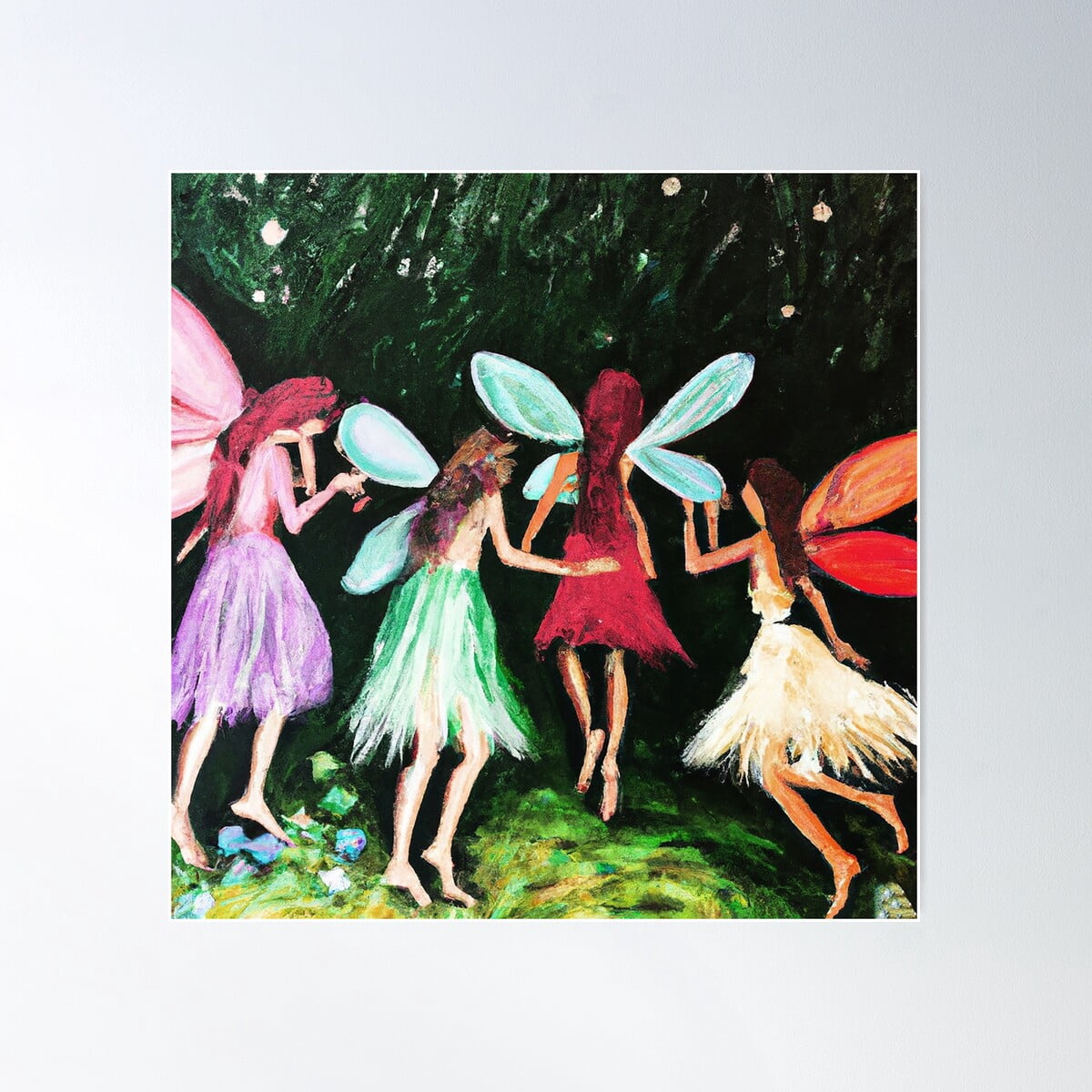 Happy Fairies Poster Wall Art, Modern Wall Decor For Living Room ...