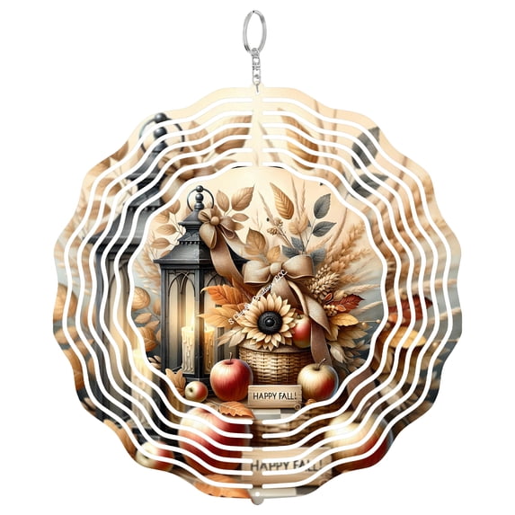 Happy Fall Apple And Pumpkin 3D Wind Spinner, Autumn Metal Hanging ...