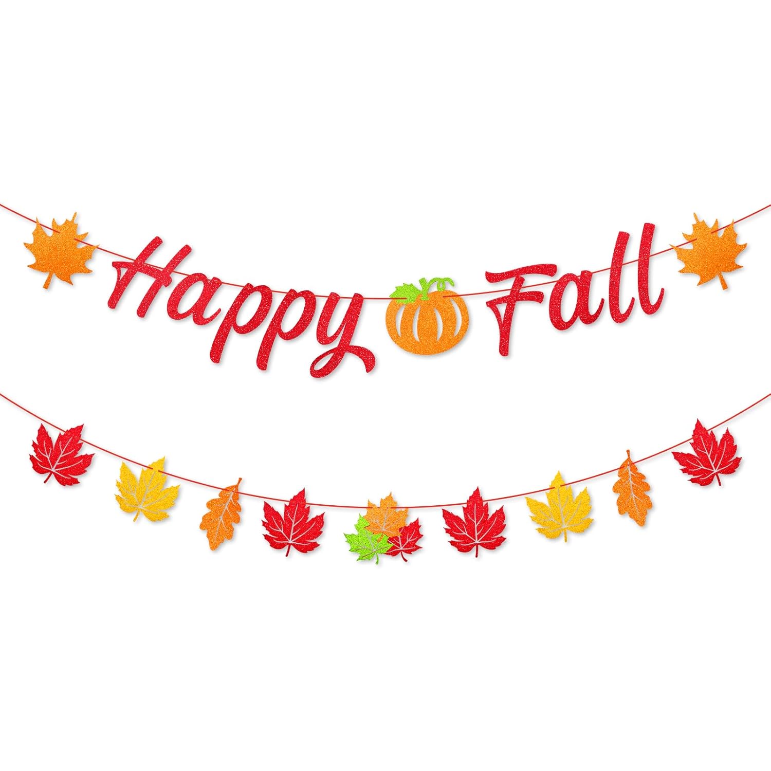 Happy Fall Banner Decorations - Hanging Glitter Autumn Banner with ...