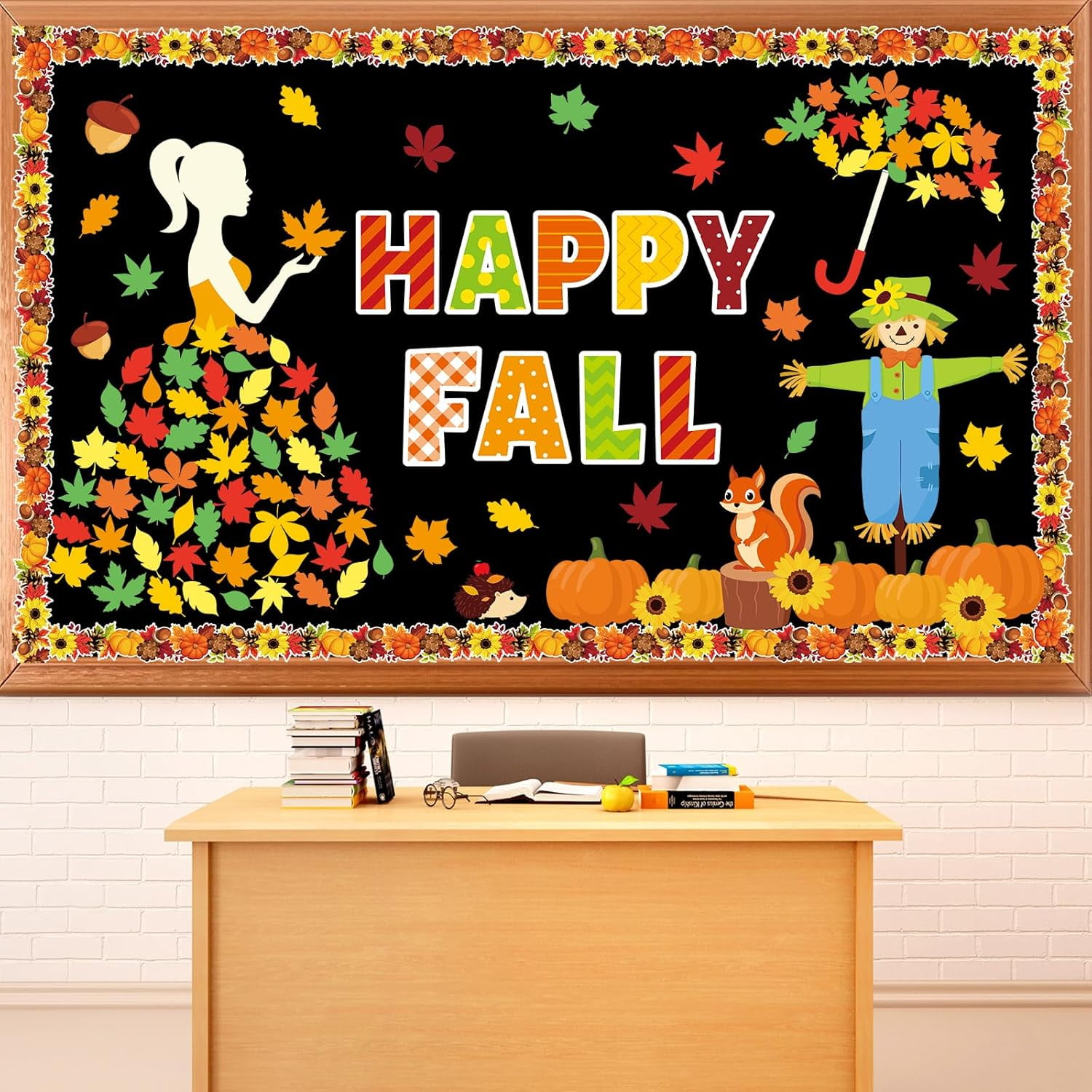 Happy Fall Bulletin Board Decorations Autumn Themed Party Paper Cutouts ...
