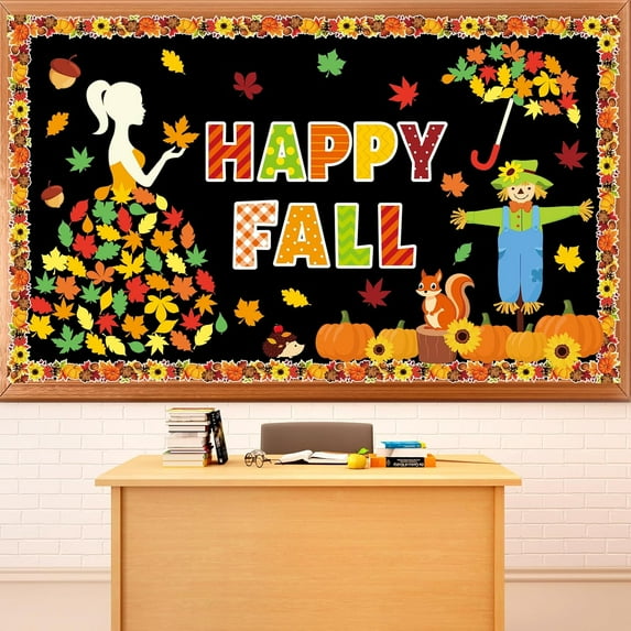 Happy Fall Bulletin Board Decorations Autumn Themed Party Paper Cutouts ...