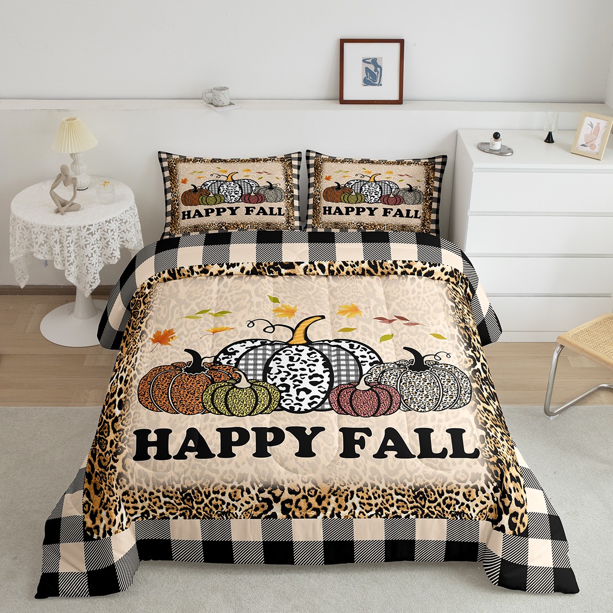 Happy Fall Comforter Set Queen Size Thanksgiving Day Gifts Bedding for ...