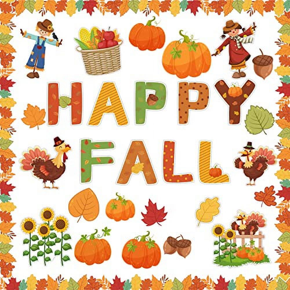 Happy Fall Cut-Outs Autumn Classroom Bulletin Board with Borders Decor ...