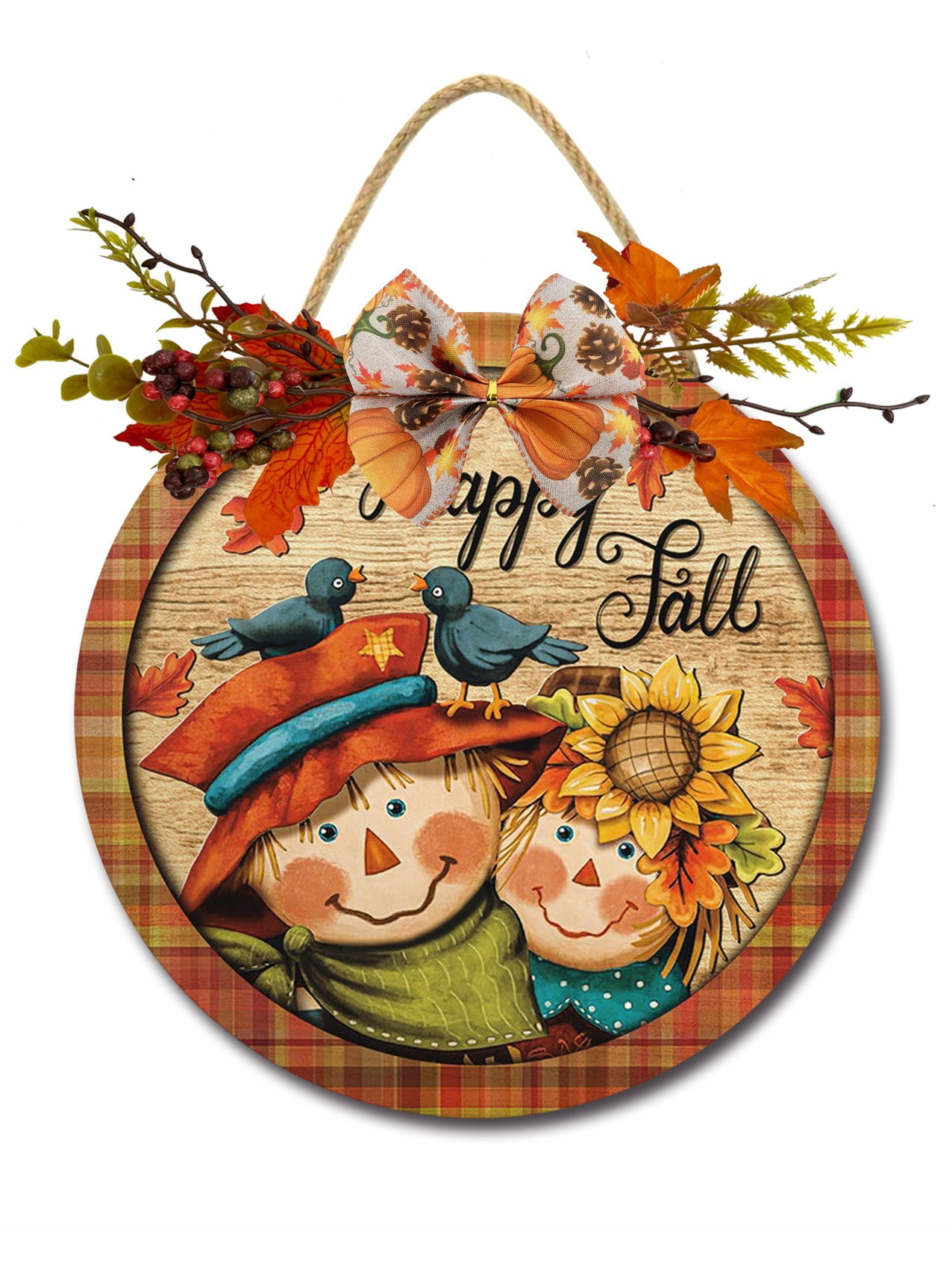 Happy Fall Front Door Sign Funny Wreaths Hanging Wooden Plaque ...